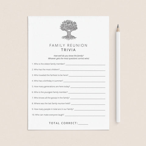 Family Reunion Trivia Game Printable | Family Trivia Quiz – LittleSizzle