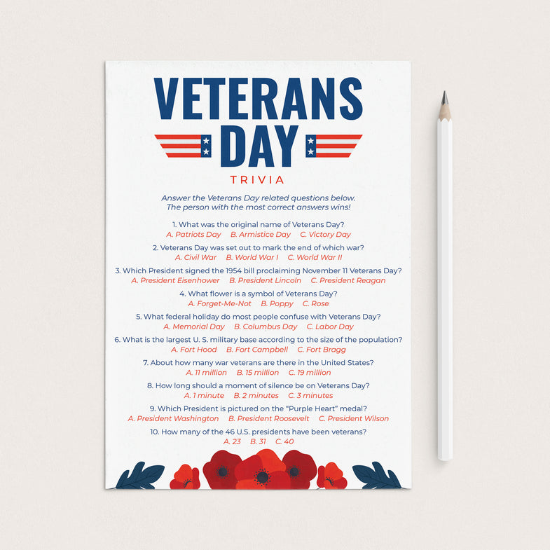 Veterans Day Games and Activities for all ages | USA Remembrance Day ...