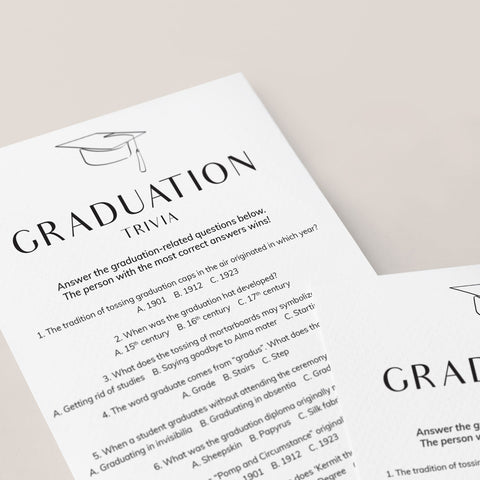 Graduation Trivia Quiz with Answer Key Printable | Instant Download ...