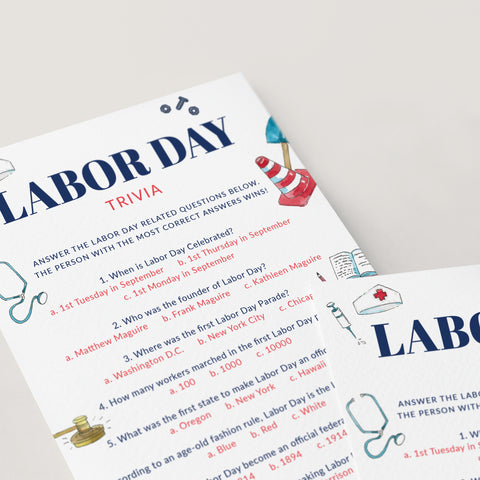 Labor Day Trivia with Answer Key Printable | Labor Day Quiz for all ...