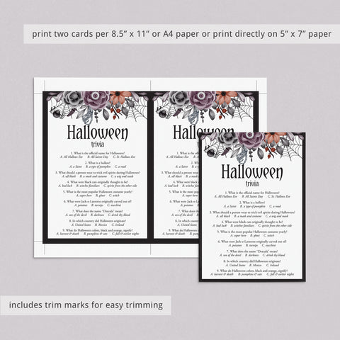 Halloween Girls Night Trivia Quiz with Answers Printable | Halloween ...