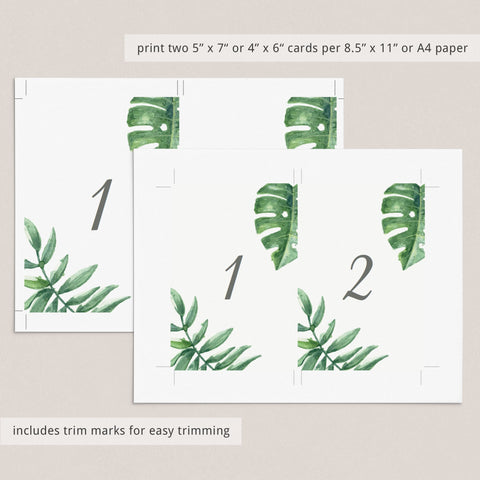 Botanical Table Numbers | Editable PDF Template | Instant Download ...