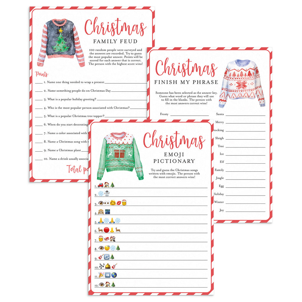 Ugly Sweater Party Games Bundle Printable | 3 Digital Christmas Games ...