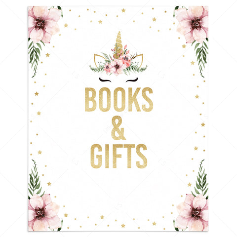 Girl baby shower table sign for Books and Gifts printable | Instant ...