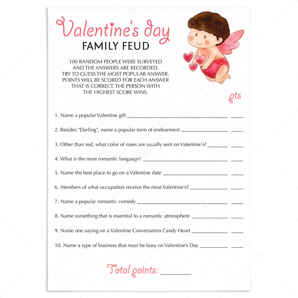 Valentine Game Family Feud Printable | Answer Key Included – LittleSizzle