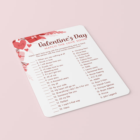 Valentine's Day Love Song Trivia with Answers Printable – LittleSizzle