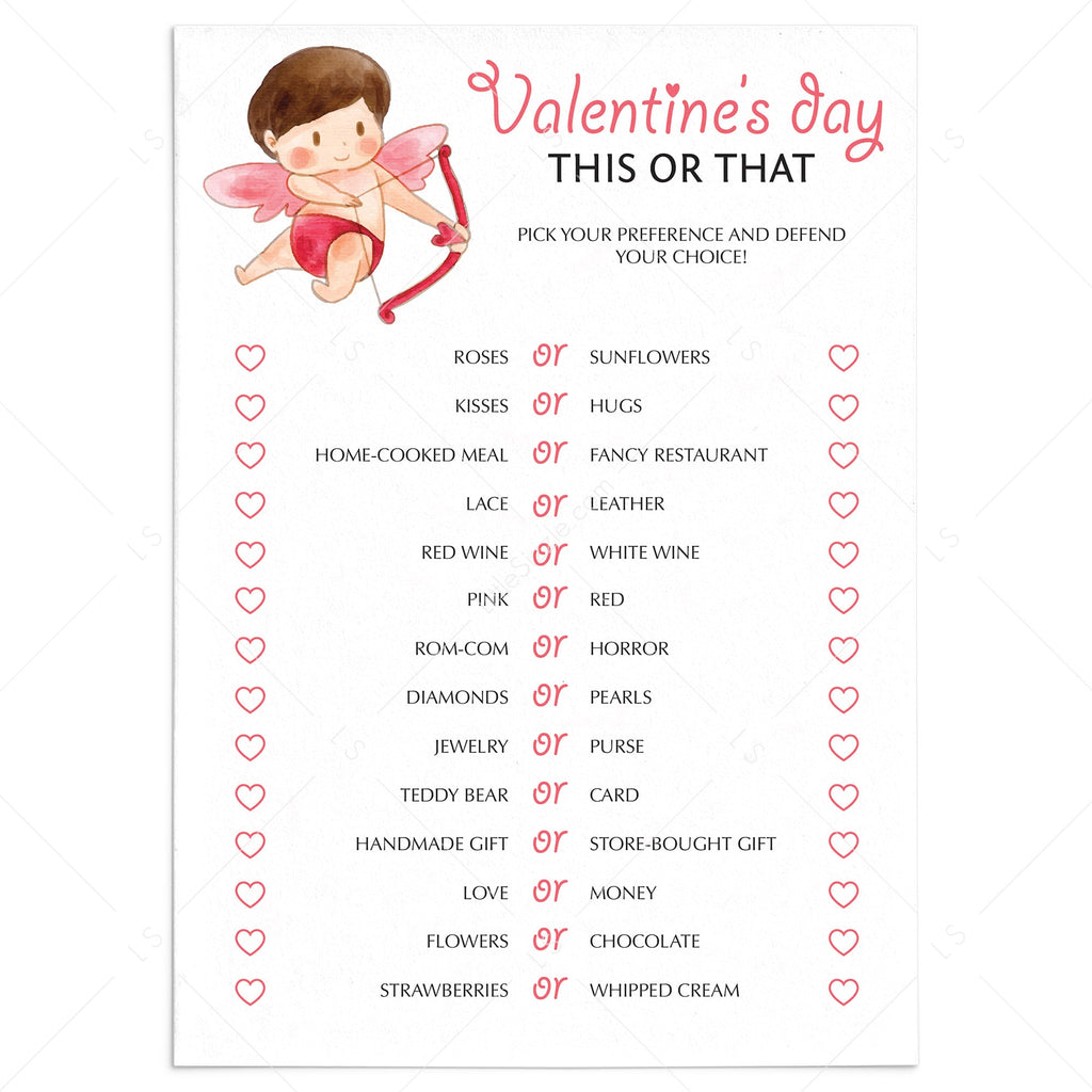Fun Valentine's Day Game for Couples This or That | Virtual & Printable ...