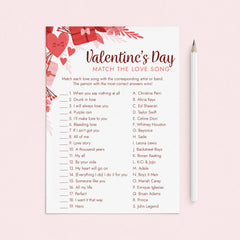 Valentine's Day Love Song Trivia with Answers Printable – LittleSizzle
