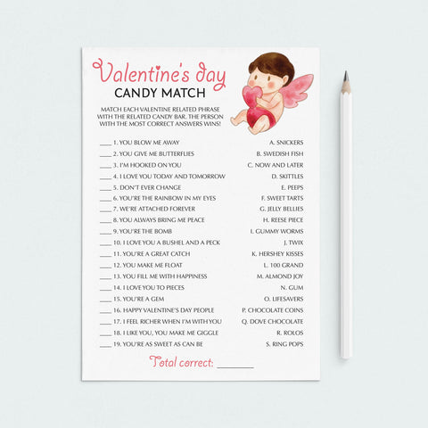 Fun Valentine's Day Game Candy Match | Printable & Virtual Files ...