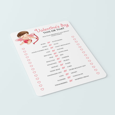 Fun Valentine's Day Game for Couples This or That | Virtual & Printable ...