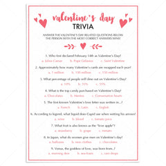 Valentine's Day Trivia Game | Virtual & Printable Files | Instant ...