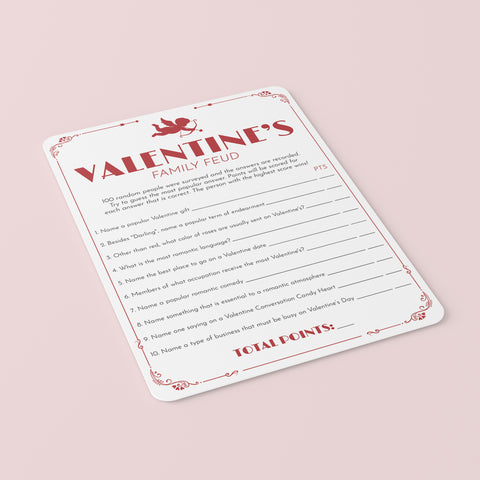 Valentines Family Feud Game with Answers Printable | Digital Download ...