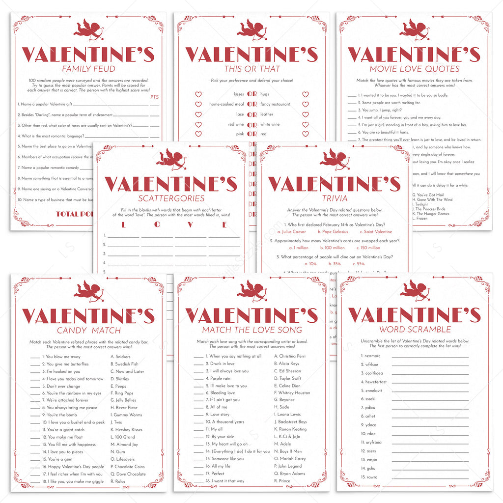 Valentines Games Bundle Printable Instant Download | Red Cupid ...