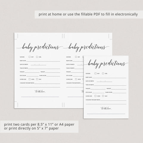 Gender Neutral Baby Predictions Game | Printable & Virtual Baby Shower ...