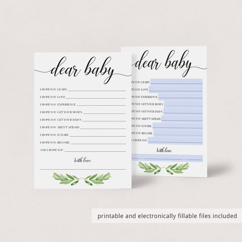 Wishes for Baby Cards for greenery baby shower | Printable & Virtual ...
