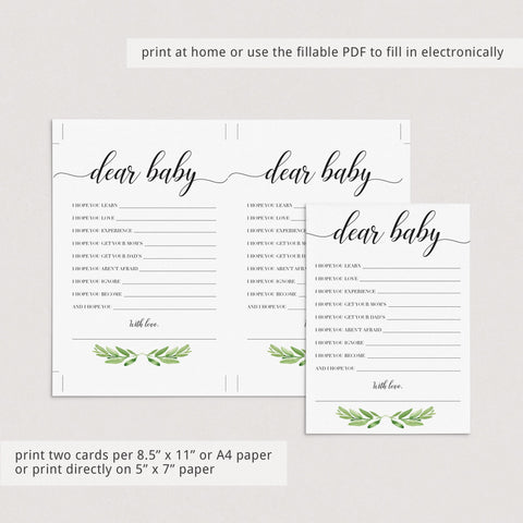 Wishes for Baby Cards for greenery baby shower | Printable & Virtual ...