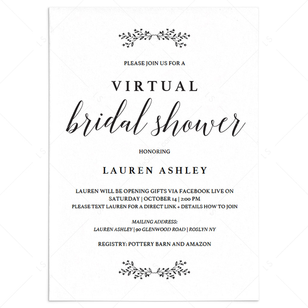 Editable Virtual Bridal Shower Invite | Rustic chic | Instant download ...