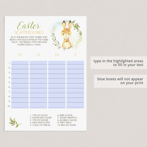 Easter Scattergories | Printable & Virtual Digital Files | Instant ...