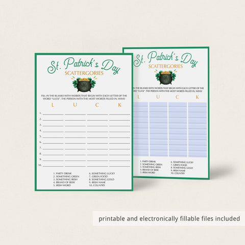 St. Patrick's Day Game For Kids Scattergories | Printable & Virtual ...