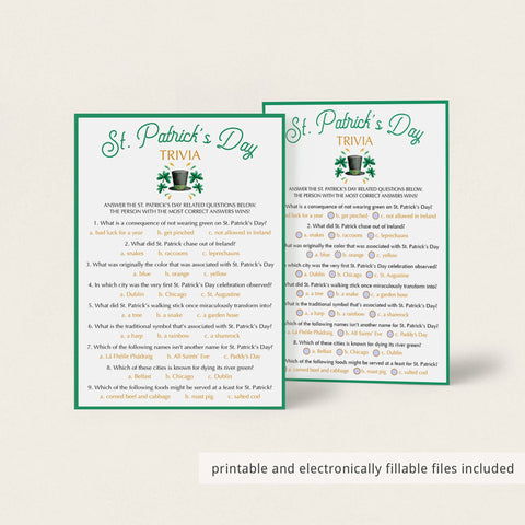 St. Patrick's Day Trivia | Printable & Virtual Quiz Templates Download ...