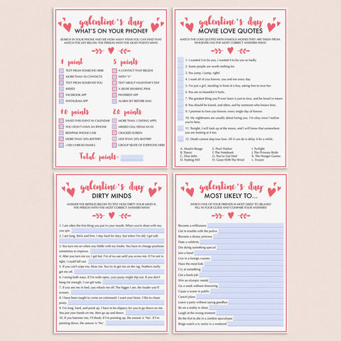 Galentines Day Games Pack | Virtual & Printable Files | Instant ...