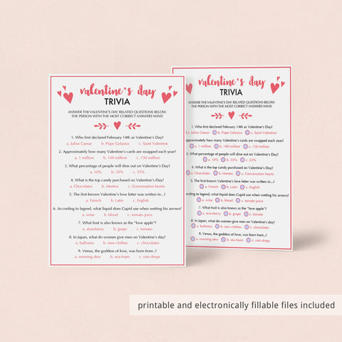 Valentine's Day Trivia Game | Virtual & Printable Files | Instant ...
