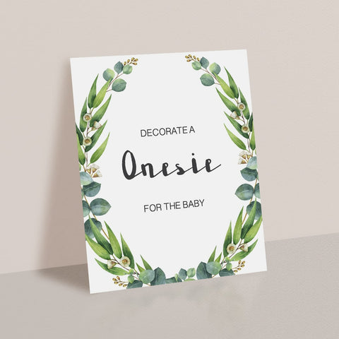 Printable Onesie Decorating Station sign with green wreath | Instant ...