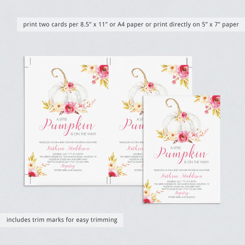 Little Pumpkin baby shower invitation editable template | Instant ...