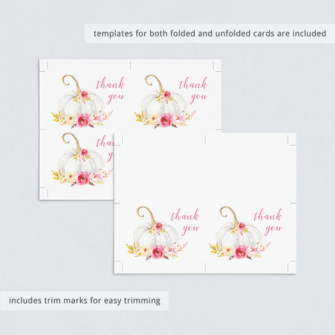 Pumpkin Thank You Card printable | Download Fall Thank You Notes ...