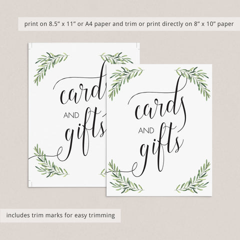 Gift Table sign printable Greenery | Instant download – LittleSizzle