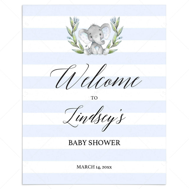 Elephant Baby Shower for Boy | Printable Elephant Themed Baby Shower ...