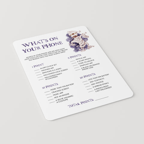 Adult Halloween Party Game | What's On Your Phone Printable – LittleSizzle