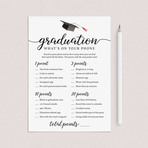 Graduation What's In Your Phone Game Download | Printable Grad Games ...