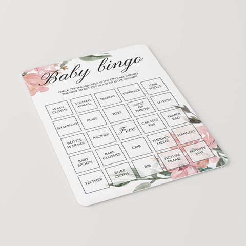 Blush pink Baby Bingo Cards for neutral baby shower | Printable games ...