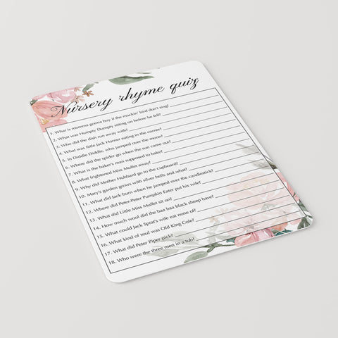 Watercolor Baby Nursery Rhyme Quiz printable | Instant download ...