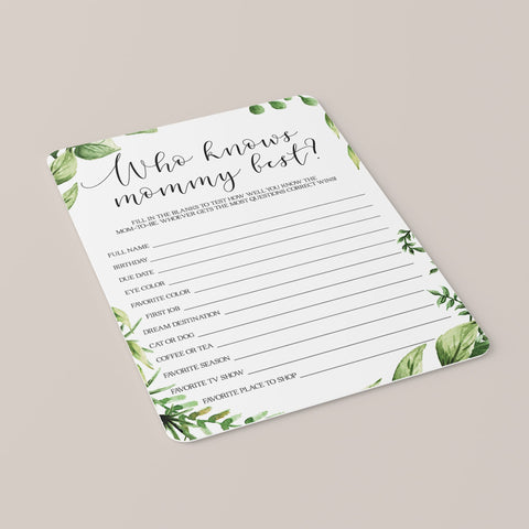 Watercolor Botanical games for baby shower printables | Instant ...