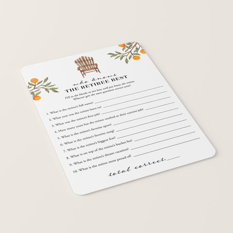 Retirement Party Game Who Knows The Retiree Best Printable – LittleSizzle