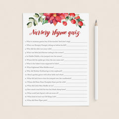 Red Floral Baby Shower Game Nursery Rhyme Quiz Printable – LittleSizzle