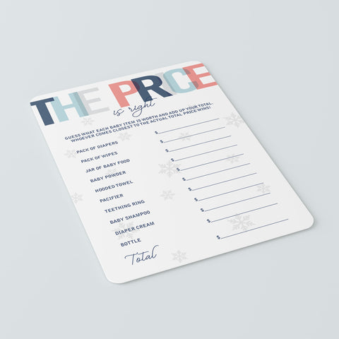 Printable winter baby shower game The Price is Right | Instant download ...
