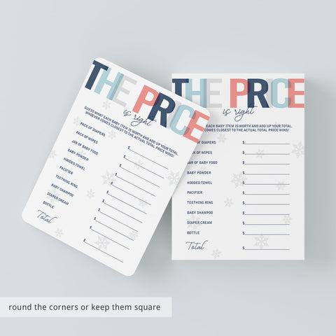 Printable winter baby shower game The Price is Right | Instant download ...