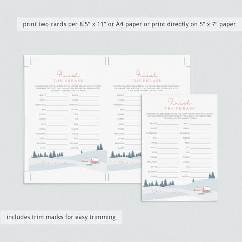 Winter Wonderland Party Game Finish The Phrase | Instant Download ...