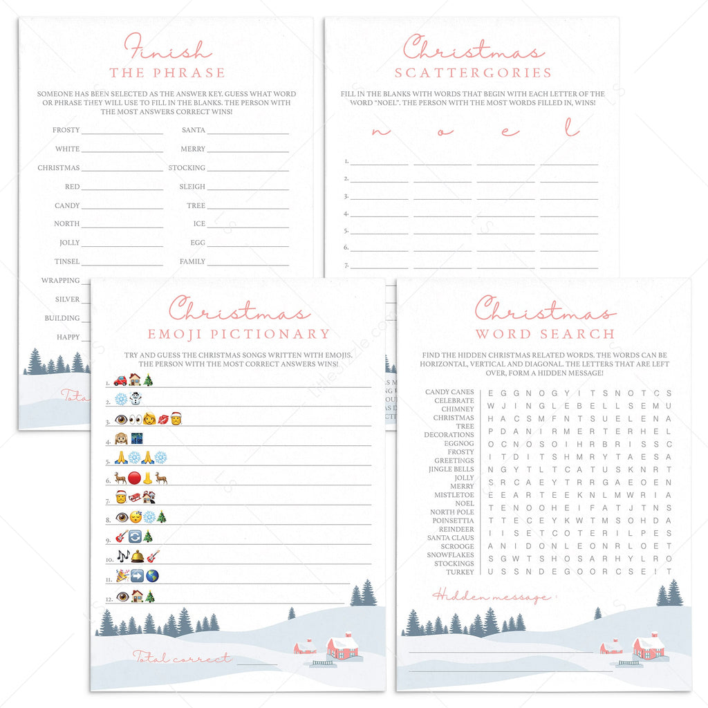 Holiday Game Bundle of 4 Printable | Instant Downoad – LittleSizzle