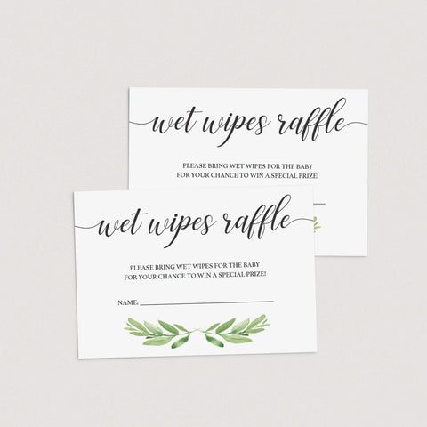 Wet Wipes Raffle Ticket printable for Baby Shower | Instant download ...