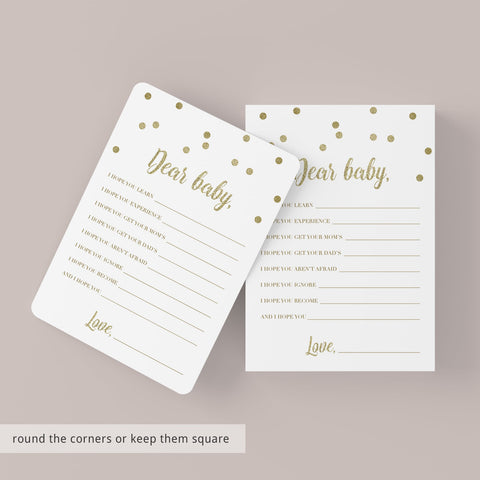 Printable & Virtual Baby Shower Wishes for Baby Card | Gold Confetti ...
