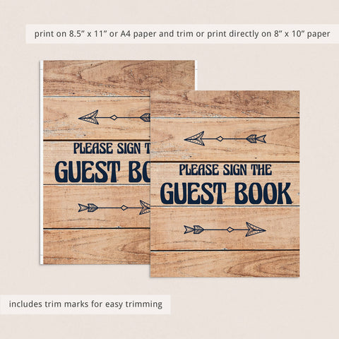 Rustic party decorations printable Guest Book sign | Instant download ...