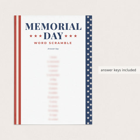 Memorial Day Games for Kids and Adults Printable | Patriotic Party ...