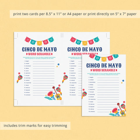 Cinco de Mayo Word Scramble with Answer Key Printable | Download ...