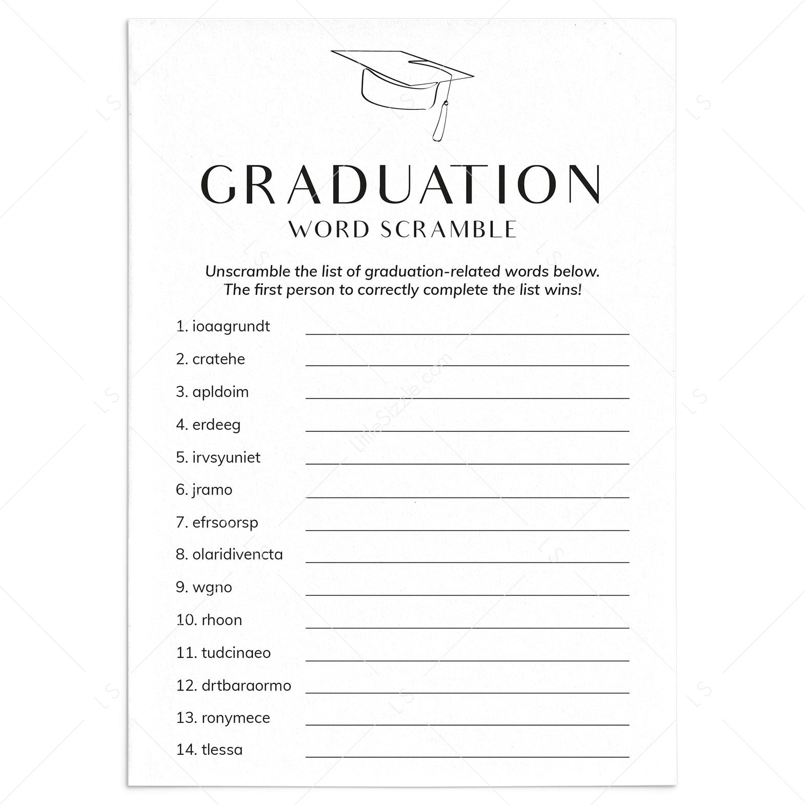 Printable Graduation Word Scramble Games with Answers | Best Grad Party ...