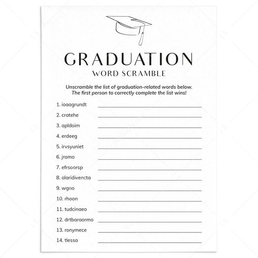 Printable Graduation Word Scramble Games with Answers | Best Grad Party ...