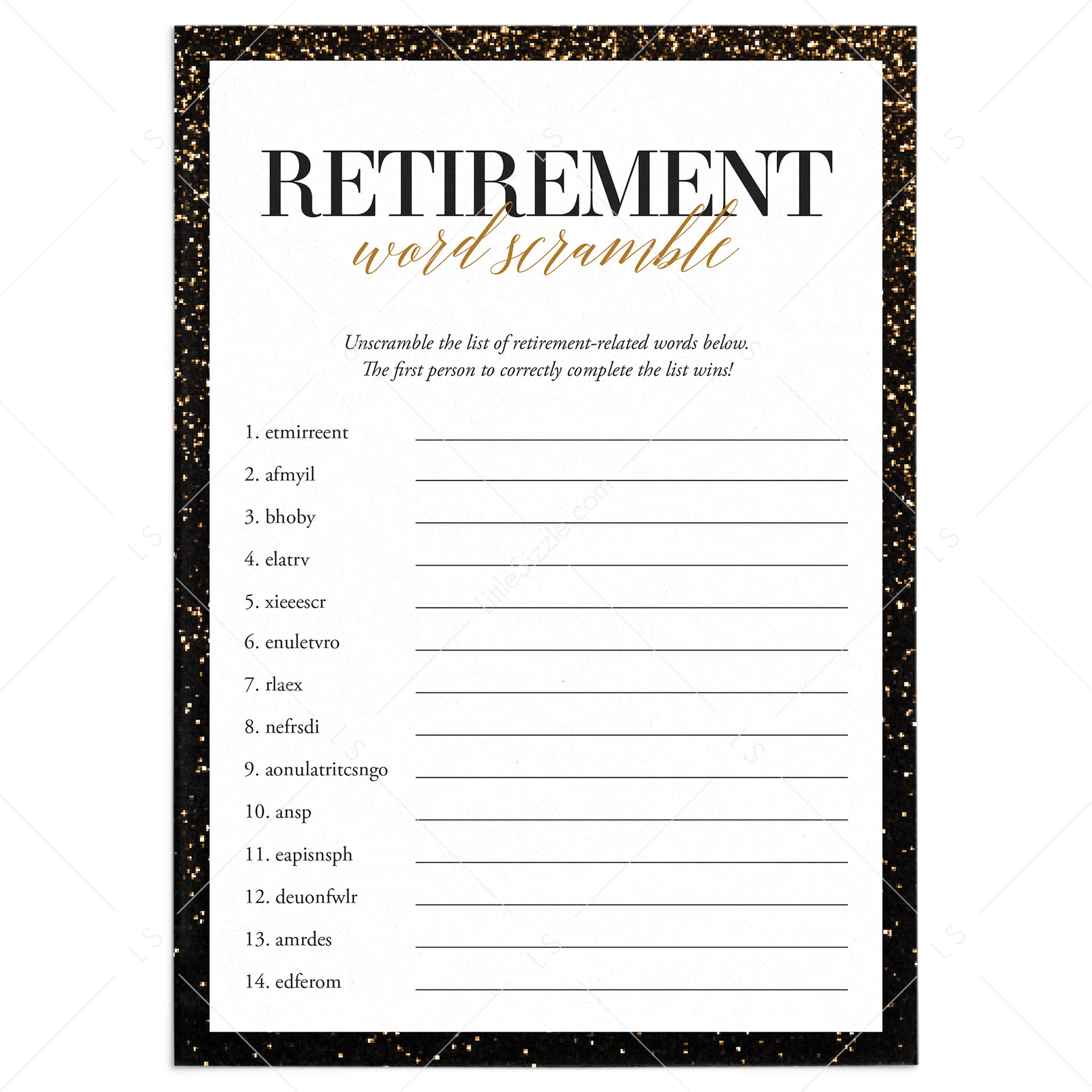 Retirement Word Scramble with Answers Printable – LittleSizzle